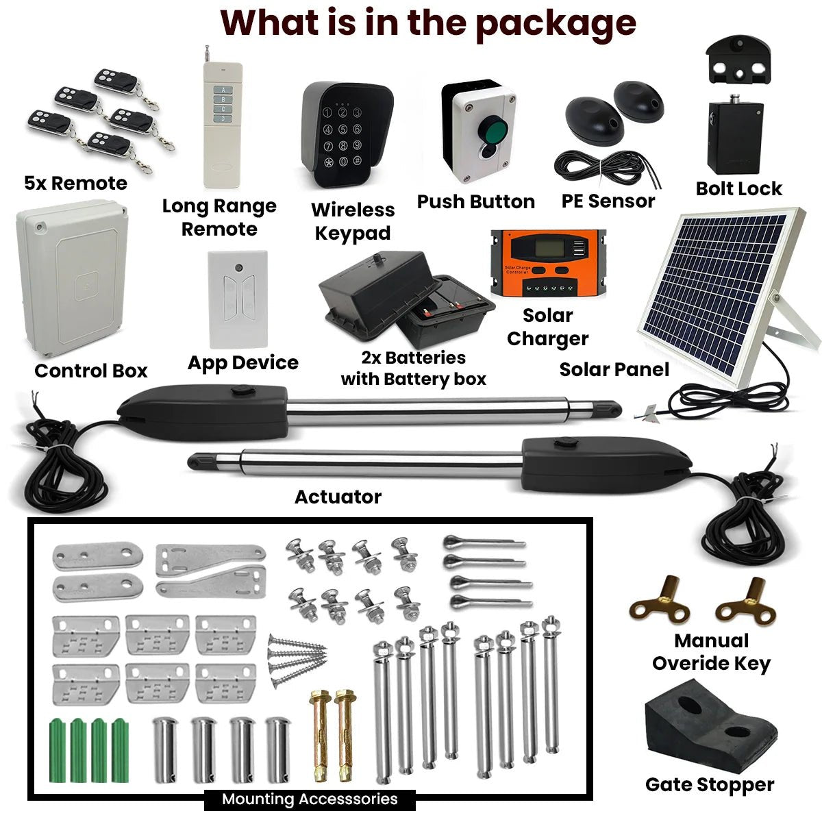 Solar Double Swing Gate Automation Kit- Gate Opener Solutions